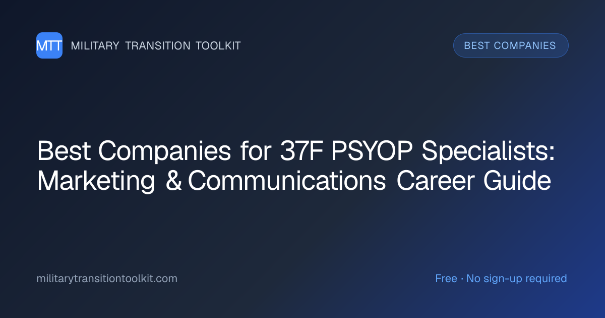 Best Companies for 37F PSYOP Specialists: Marketing & Communications ...