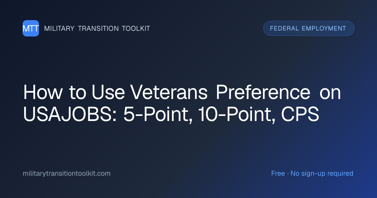 How to Use Veterans Preference on USAJOBS: 5-Point, 10-Point, CPS ...