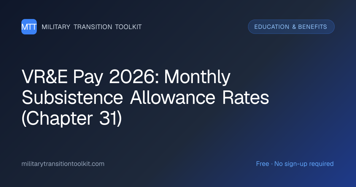 VR&E Pay 2026: Monthly Subsistence Allowance Rates (Chapter 31 ...